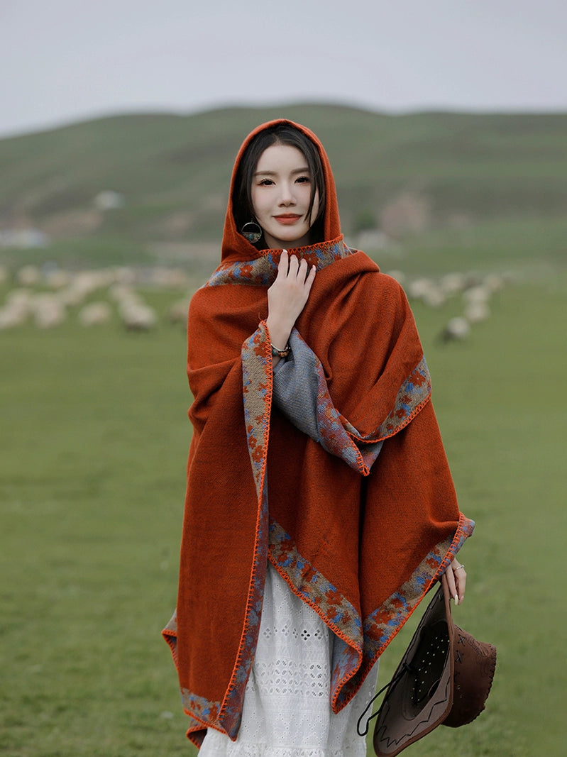 Bohemian shawl, exotic cape, female Xinjiang tourism, grassland travel ...