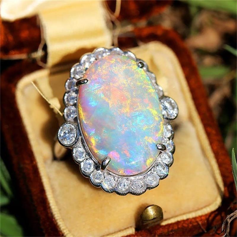 Imitation Opel Gold-plated Mosaic Wedding Stone Ring – lazyful