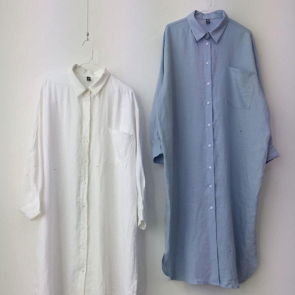 Lazy style shirt-style over-the-knee long-sleeved dress – lazyful